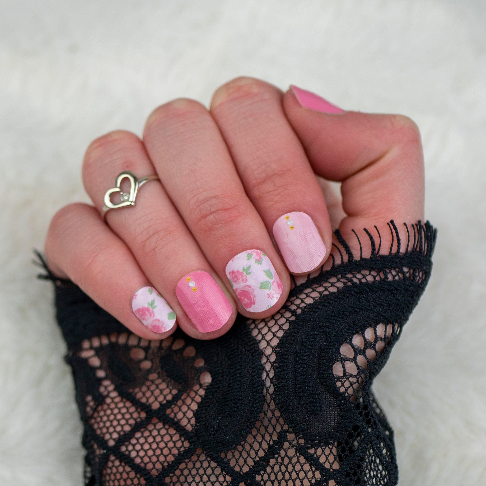 Rosy Manicure with TheNailsAngels Nail Stickers